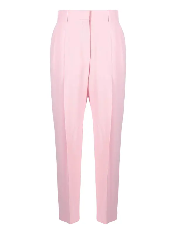 Alexander McQueen Pleated High-rise Trousers - Pink
