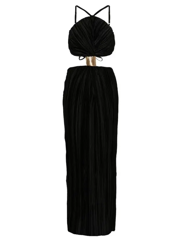 Cult Gaia Mitra Pleated Gathered Gown - Black