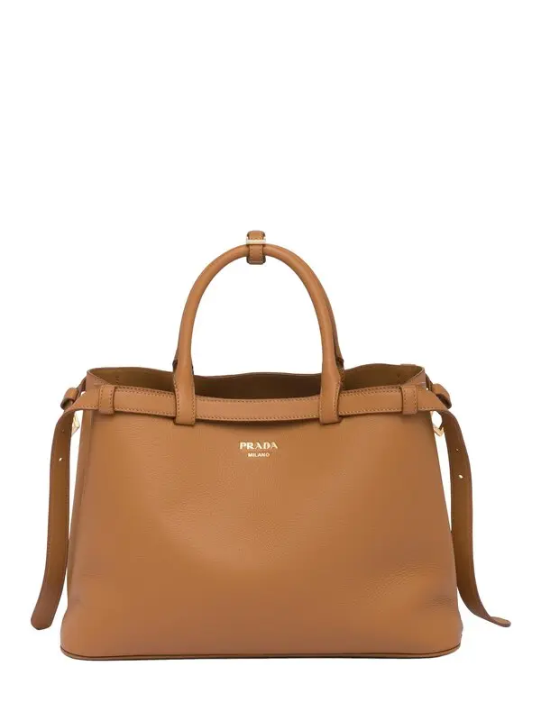 Prada Buckle Leather Handbag - Brown