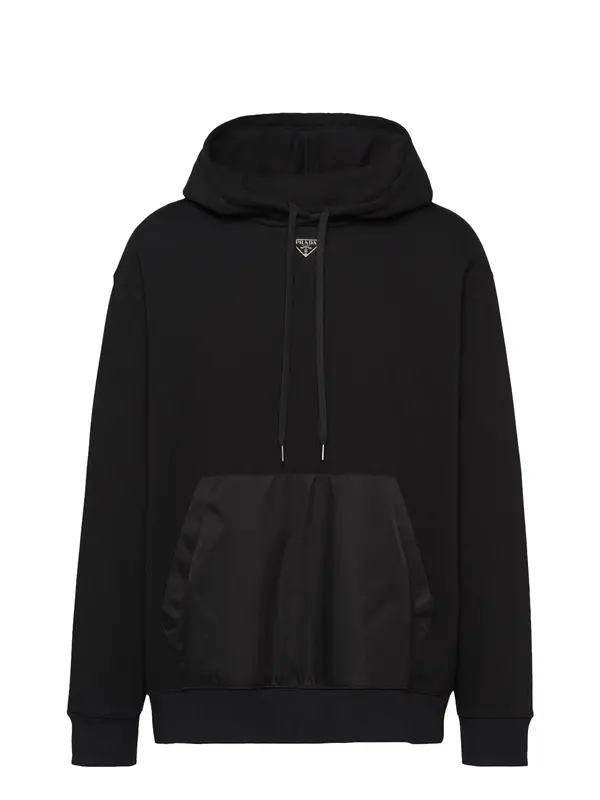 Prada Triangle-logo Fleece Hoodie - Black