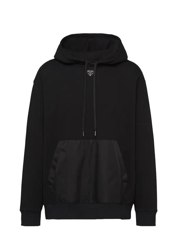 Prada Triangle-logo Fleece Hoodie - Black