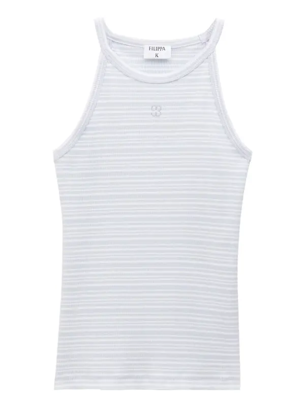 Filippa K Monogram-embroidered Striped Organic Cotton Tank Top - Blue