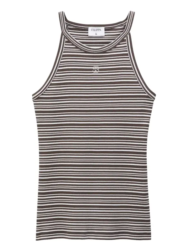 Filippa K Monogram-embroidered Striped Tank Top - Brown
