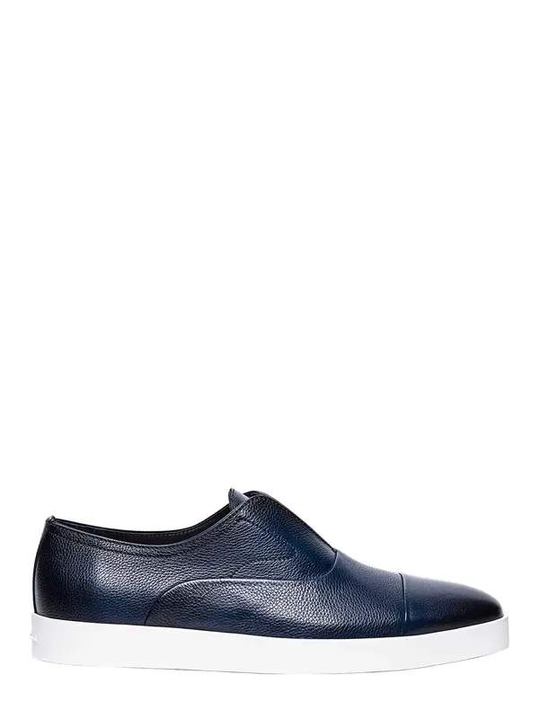 Santoni Money Leather Slip-on Sneakers - Blue