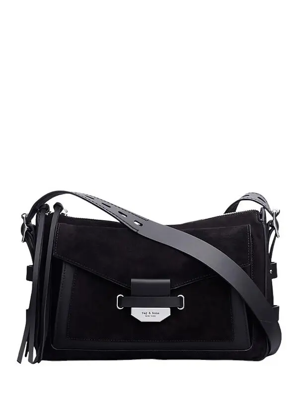 Rag & Bone Field Messenger Bag - Black Suede/silver