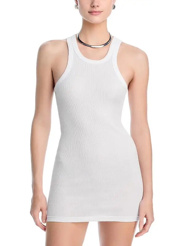 Alexander Wang Ribbed Knit Racerback Tank Dress - White