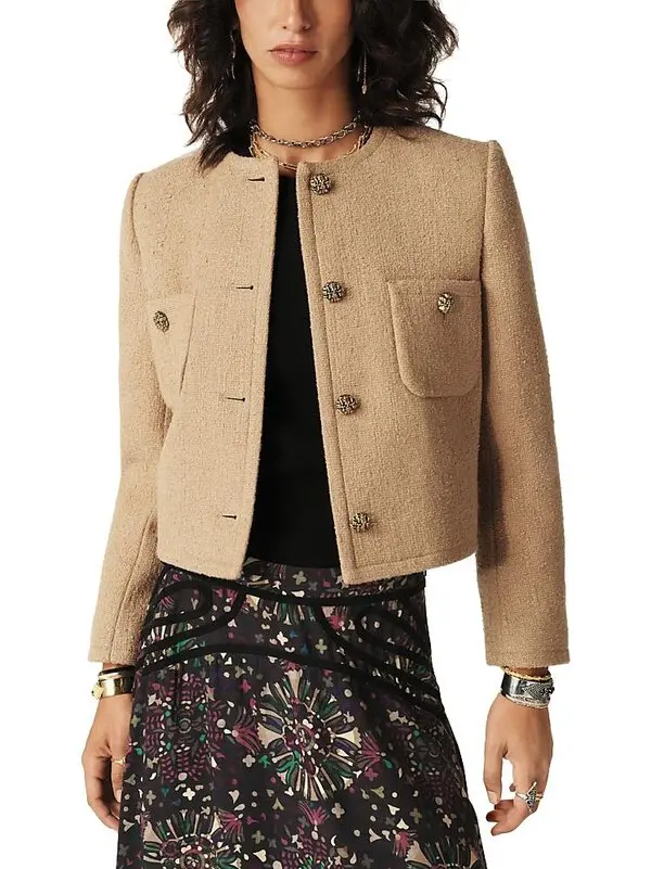 Ba&sh Meredith Cropped Boxy Jacket - Camel