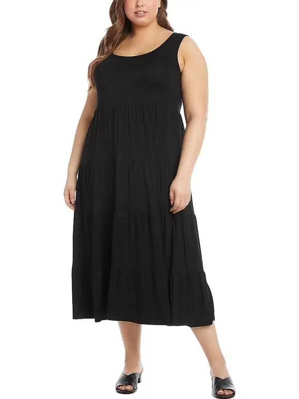 KAREN KANE PLUS Tiered Midi Dress - Black