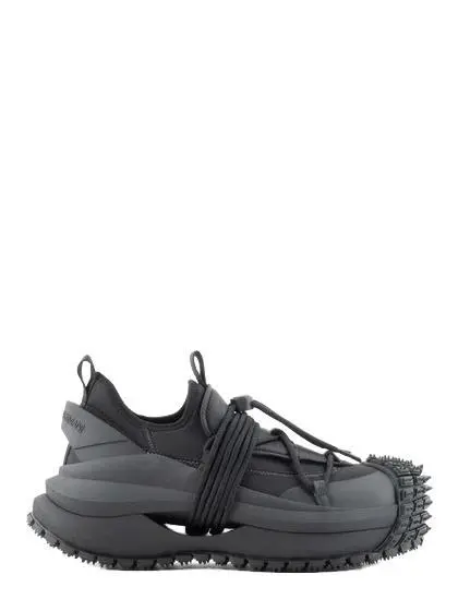 Emporio Armani Nylon Sneakers With Drawstring - Black