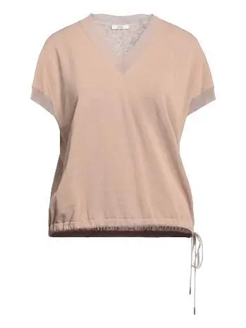 Peserico Knitted Lamé Lightweight Knit Sweater - Beige