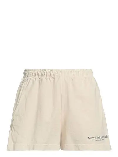 SPORTY & RICH Cotton Jersey Track Shorts - Beige