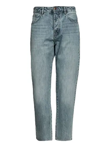 Armani Exchange Tapered Jeans With Leather Trims - Blue