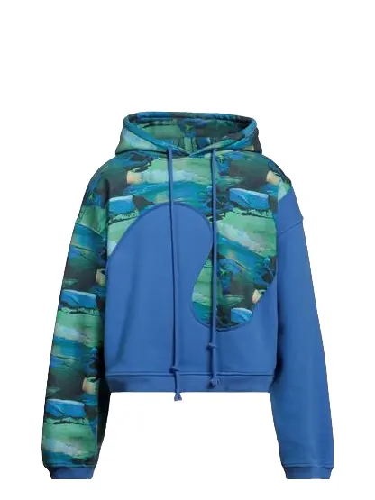 ERL Fleece Sweatshirt With Hood - Blue