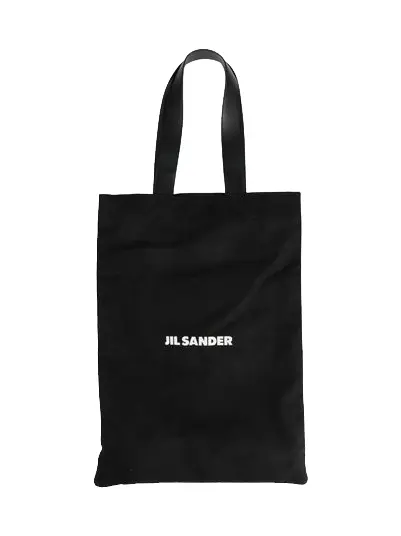 JIL SANDER Leather And Textile Fiber Shopper Bag - Black
