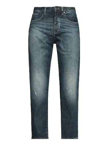 Armani Exchange Tapered Jeans With Leather Trims - Blue
