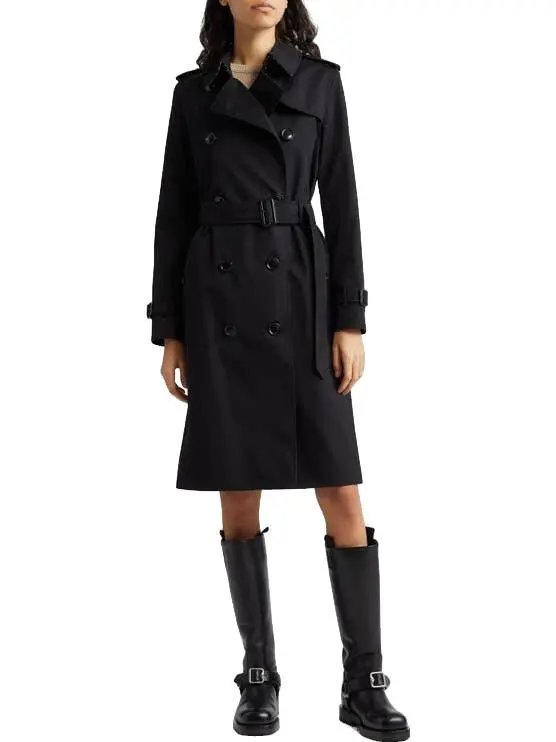 Burberry Kensington Heritage Mid-length Trench Coat - Black