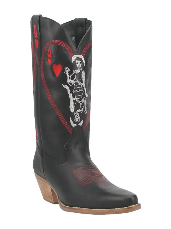 DINGO Queen Of Hearts Western Boots - Black