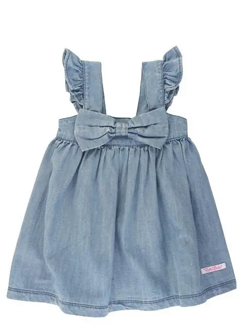 RUFFLEBUTTS Flutter Sleeve Bow Dress - Denim