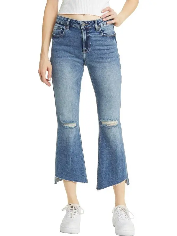HIDDEN JEANS Happi Ripped Step Hem Crop Flare Jeans - Vintage