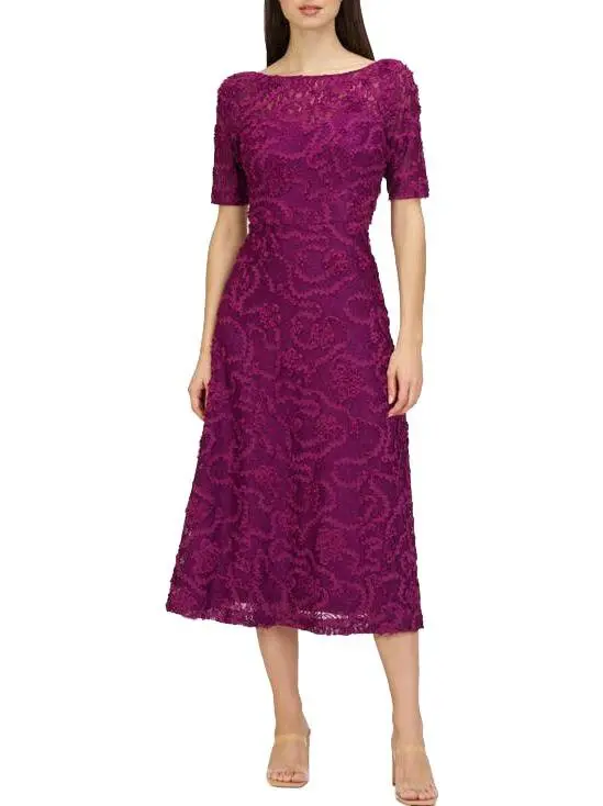Js Collections Jenni Floral Lace Midi Dress - Plum Caspia