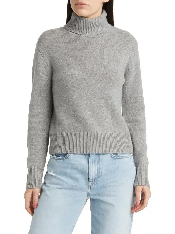 FRAME Cashmere Turtleneck Sweater - Heather Grey