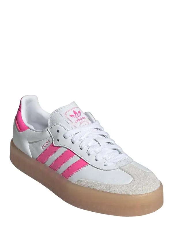 Adidas Sambae Platform Sneakers - White/ Off White/ Lucid Pink