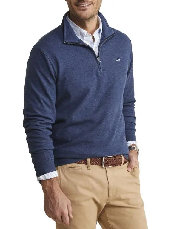 Vineyard Vines Saltwater Stripe Quarter Zip Pullover - 976 Deep B