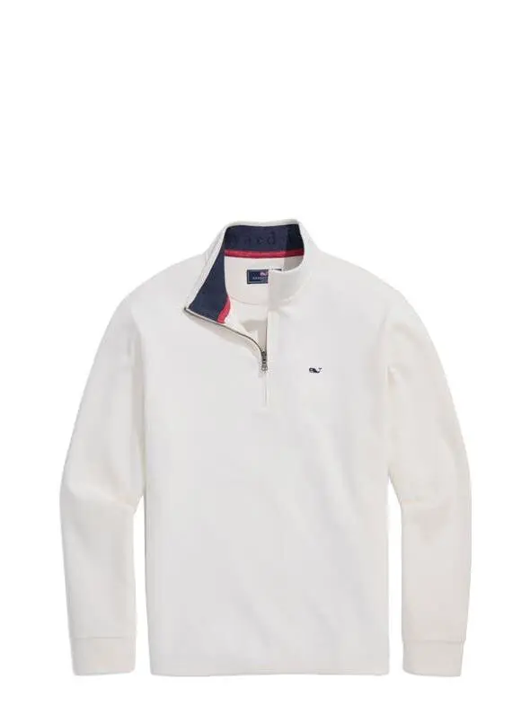 Vineyard Vines Saltwater Stripe Quarter Zip Pullover - Americana Marsh