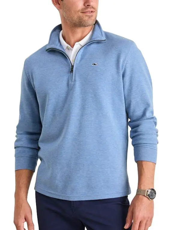 Vineyard Vines Saltwater Stripe Quarter Zip Pullover - Club Blue
