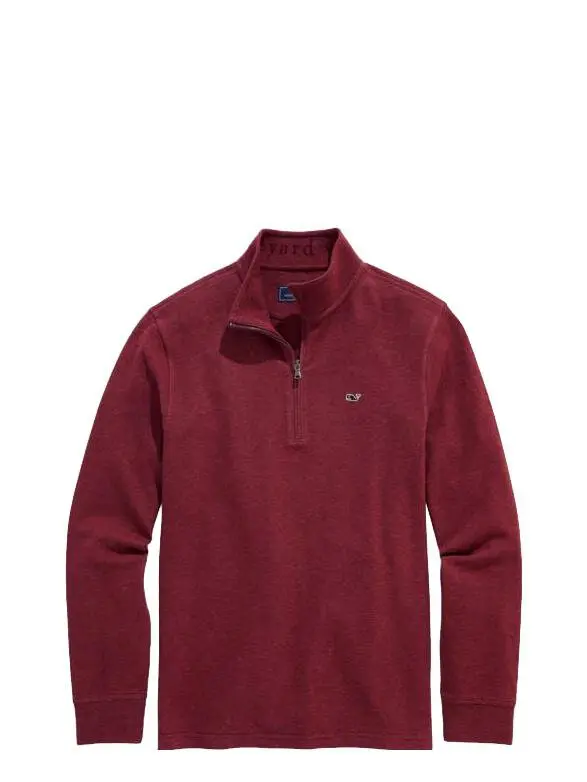 Vineyard Vines Saltwater Stripe Quarter Zip Pullover - Crimson