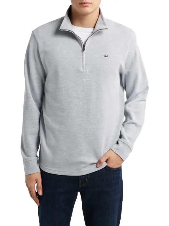Vineyard Vines Saltwater Stripe Quarter Zip Pullover - Granite
