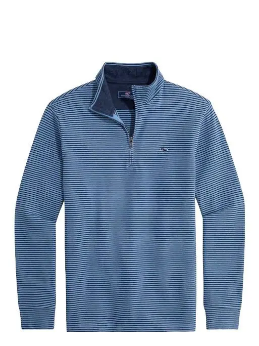 Vineyard Vines Saltwater Stripe Quarter Zip Pullover - Navy Bradley Stripe