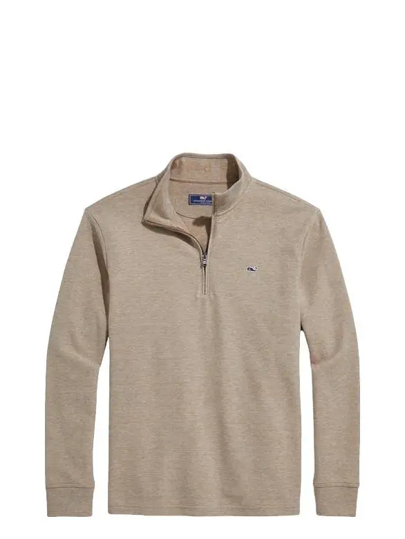 Vineyard Vines Saltwater Stripe Quarter Zip Pullover - Officer Khaki
