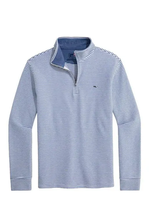Vineyard Vines Saltwater Stripe Quarter Zip Pullover - White Bradley Stripe