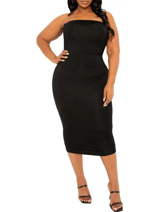 BUXOM COUTURE Tube Midi Dress - Black