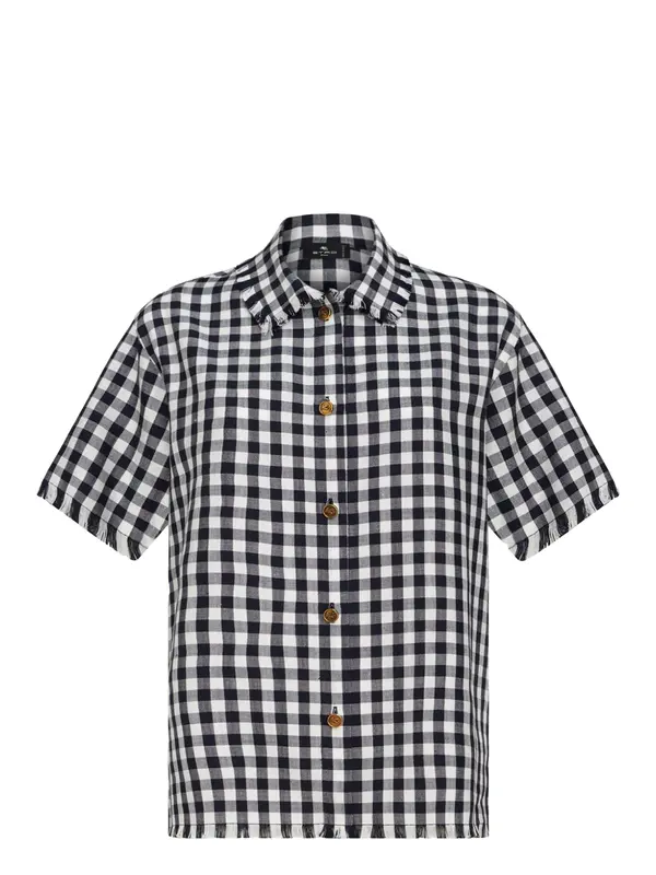 Etro Gingham-check Short-sleeve Shirt - Black