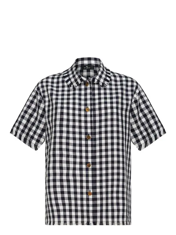 Etro Gingham-check Short-sleeve Shirt - Black