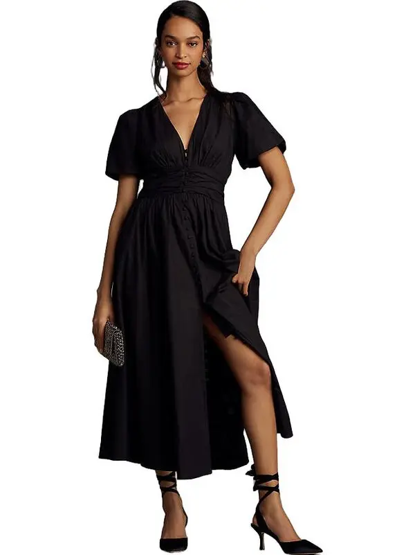 Anthropologie Katera Button-front Dress - Black