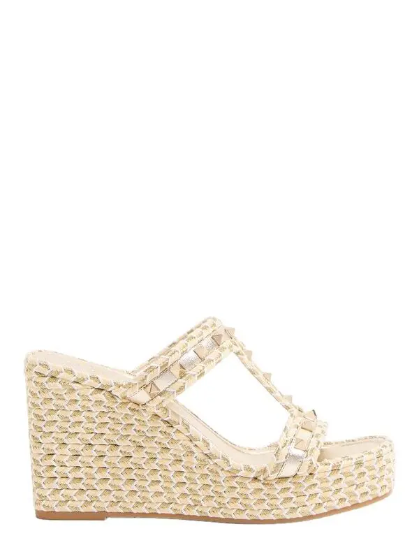 Valentino Garavani Rockstud Wedge Sandal - Natural/ivory/gold/platinum