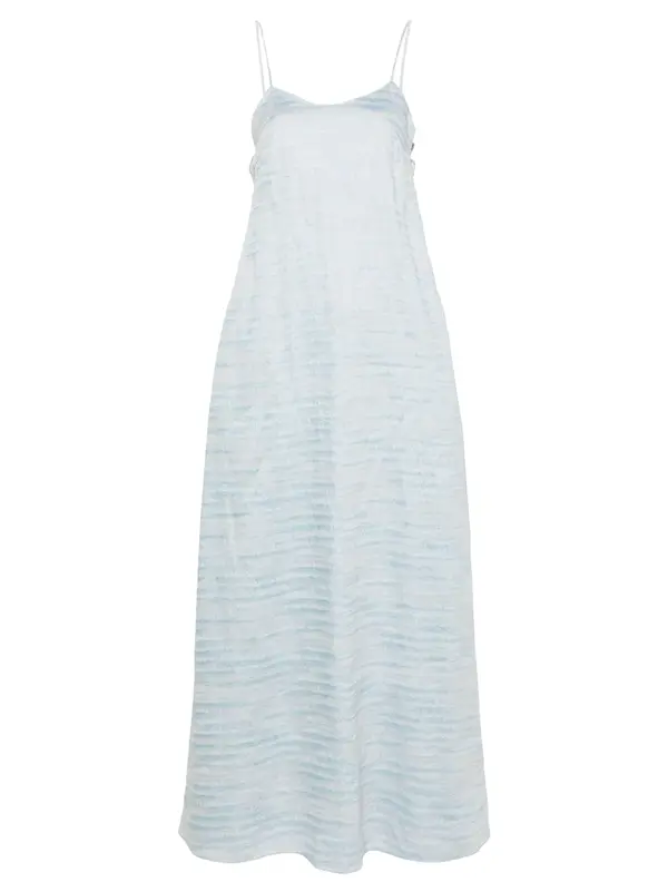 Emporio Armani Linen Blend Jacquard Midi Dress - Blue