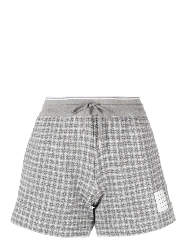 Thom Browne Checked Tweed Track Shorts - Grey