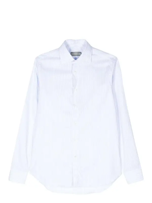 Canali Striped Cotton Shirt - Blue