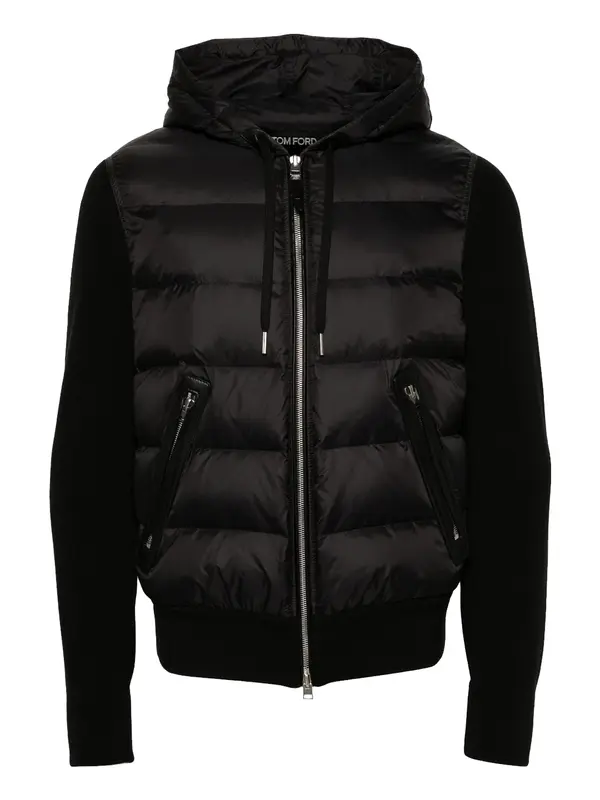 TOM FORD Hooded Knit-paneled Puffer Jacket - Black
