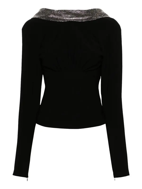 Roland Mouret Rhinestone-embellished Cowl-neck Blouse - Black