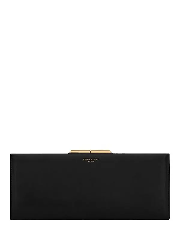 Saint Laurent Clutch - Black Smooth Leather/gold