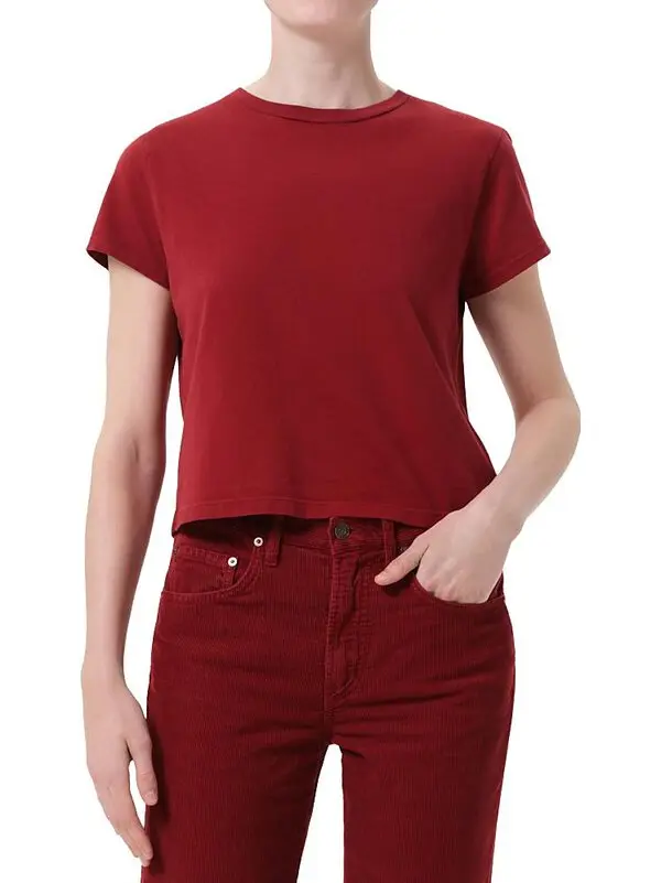 AGOLDE Adine Cotton Shrunken Tee - Brick