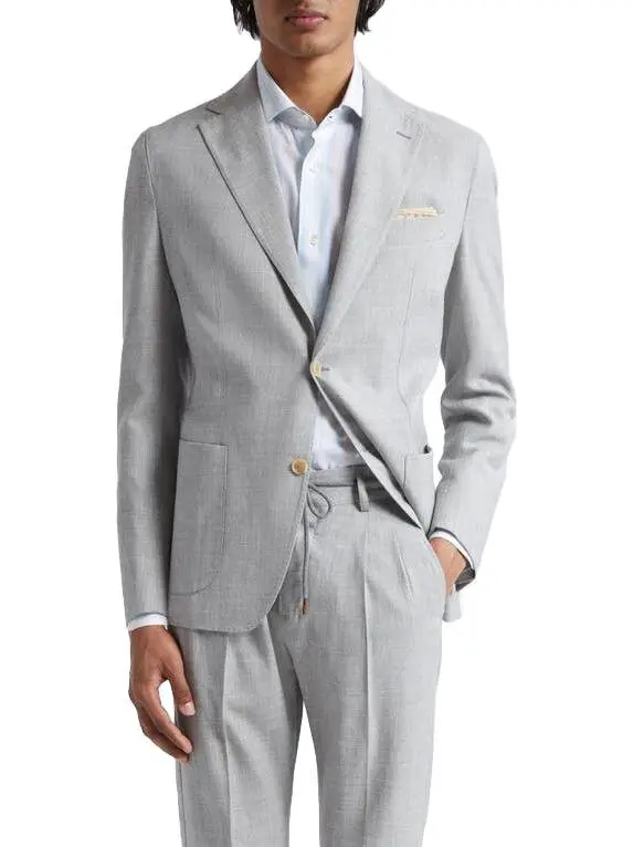 Eleventy Unstructured Wool & Silk Blend Blazer - Light Gray Melange