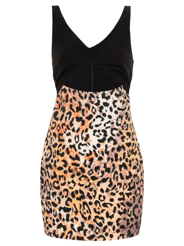 Just Cavalli Leopard-print Mini Dress - Black
