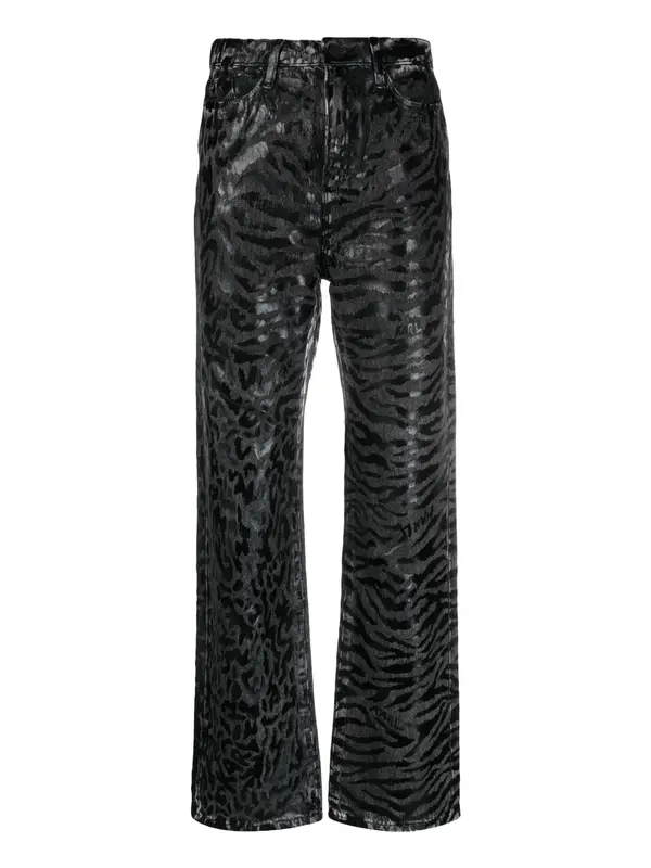 Karl Lagerfeld Animal-print Straight-leg Jeans - Black