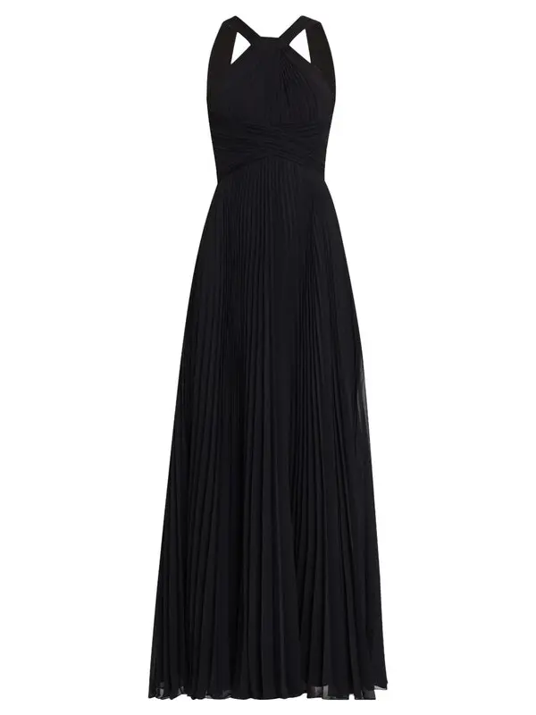 Rickie Freeman For Teri Jon Pleated Halter Gown - Black